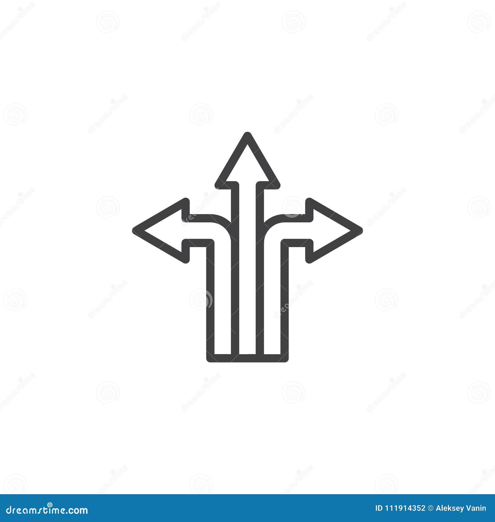 Three Way Direction Arrows Outline Icon Stock Vector - Illustration of ... Three Way Direction Arrows Outline Icon Stock Vector - Illustration of ...