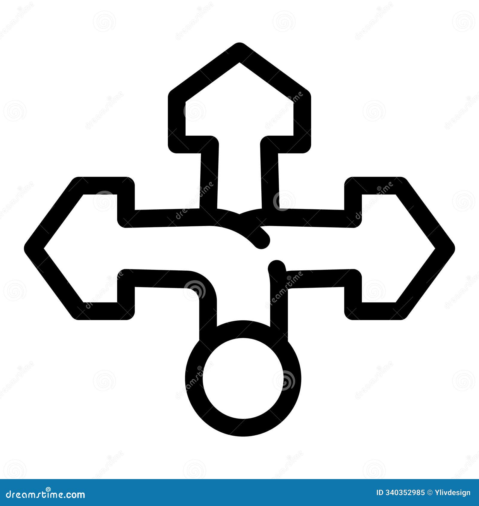 Three Way Directional Arrow Pointing Towards Different Directions Stock ...