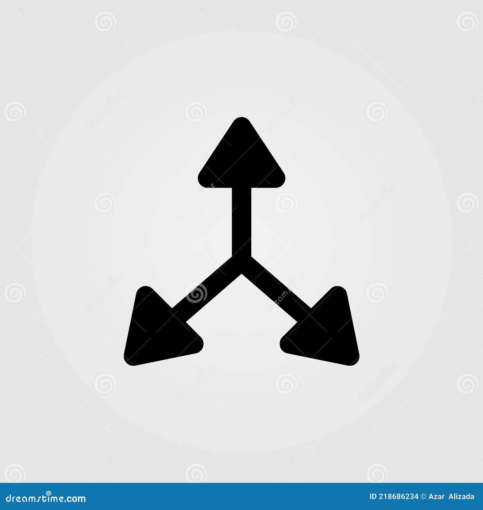 Three Way Directional Arrows Icon Isolated on White Background Stock ...