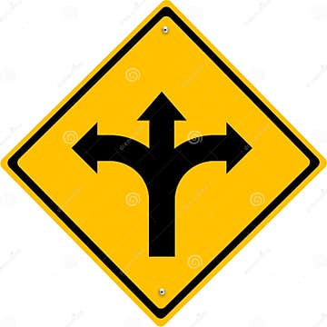Three Way Fork Road Sign stock vector. Illustration of progress - 222805103
