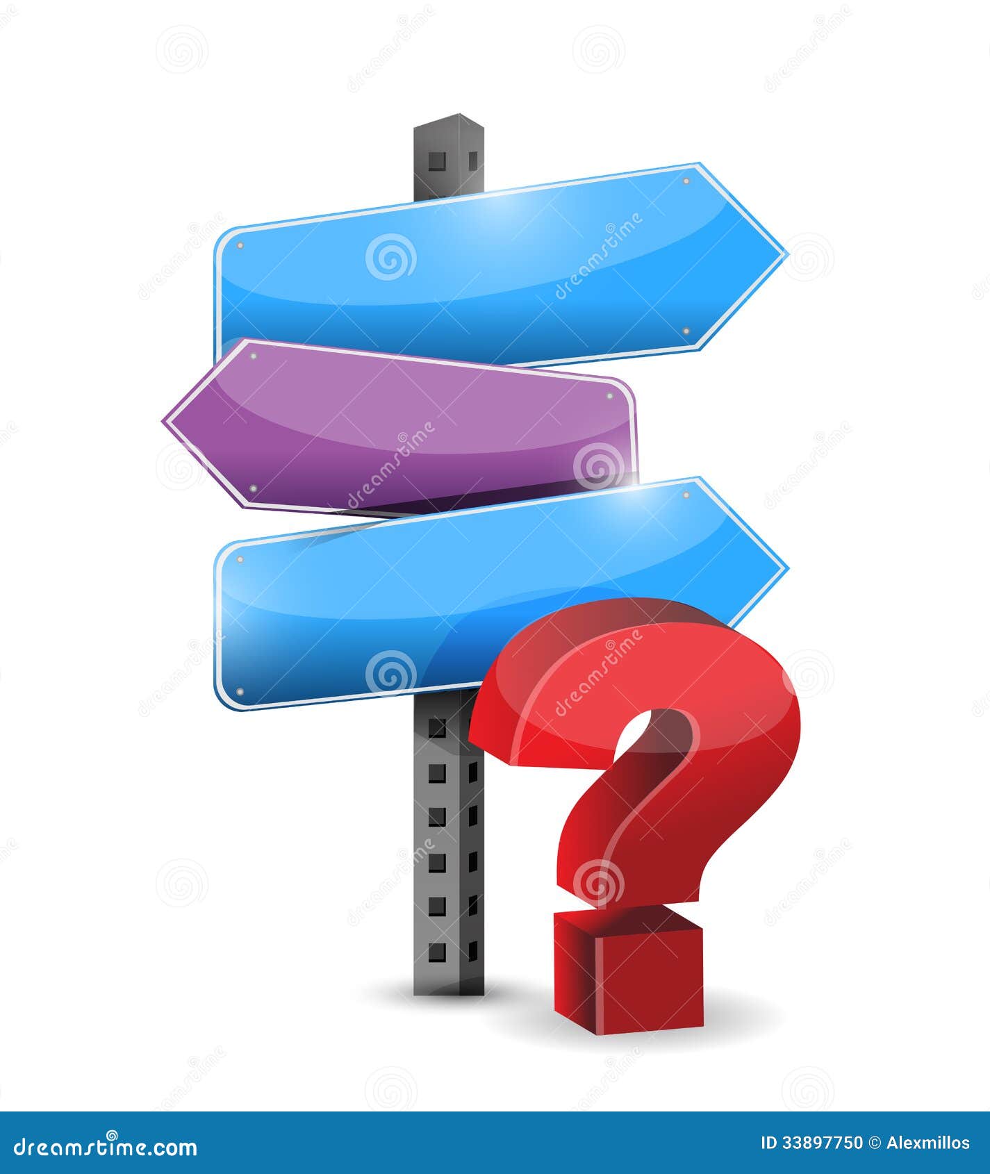 Three Way Question Mark Road Sign Illustration Stock Illustration ...