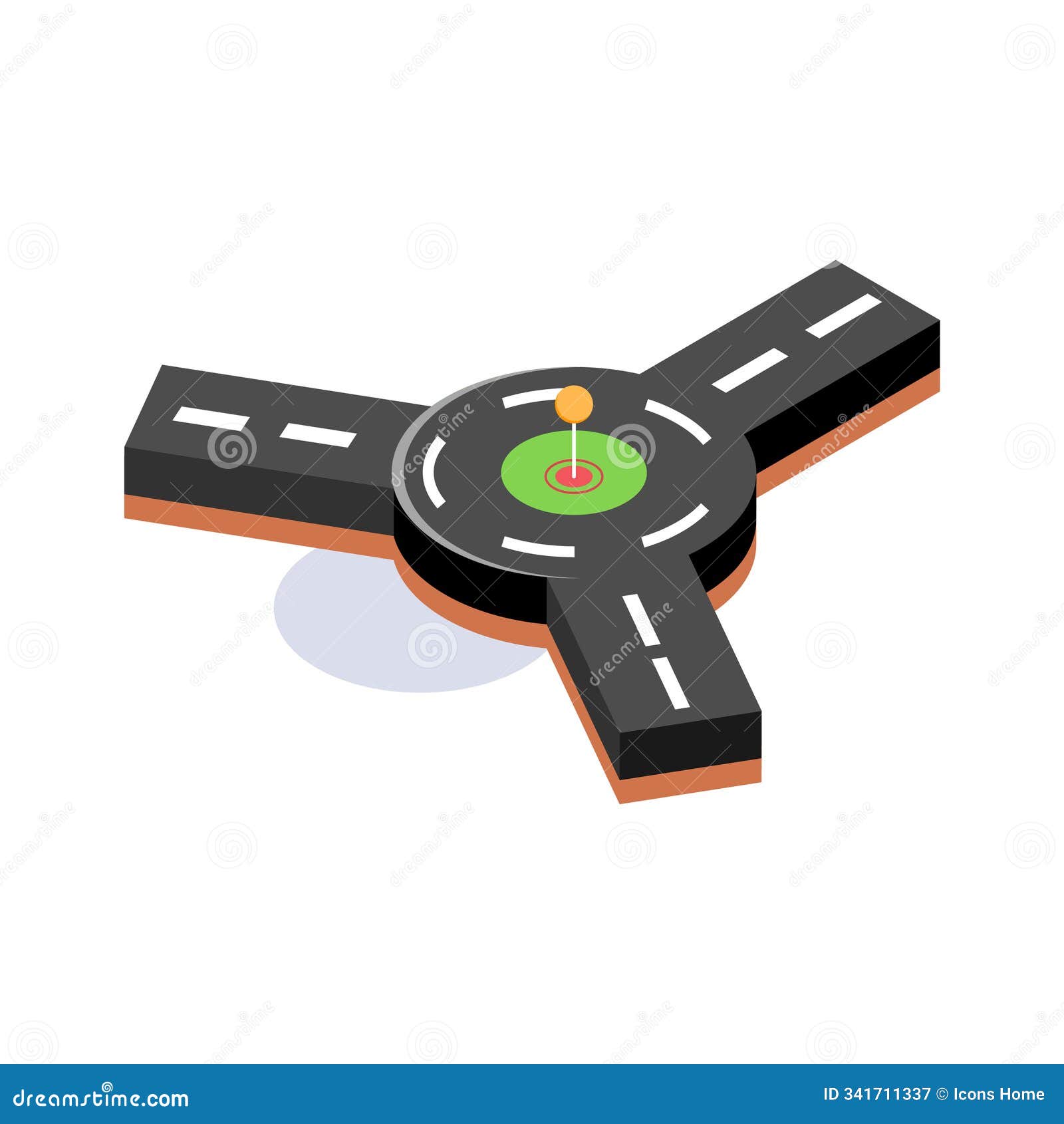 Three Way Road Roundabout with Directional Navigation Indicators Stock ...