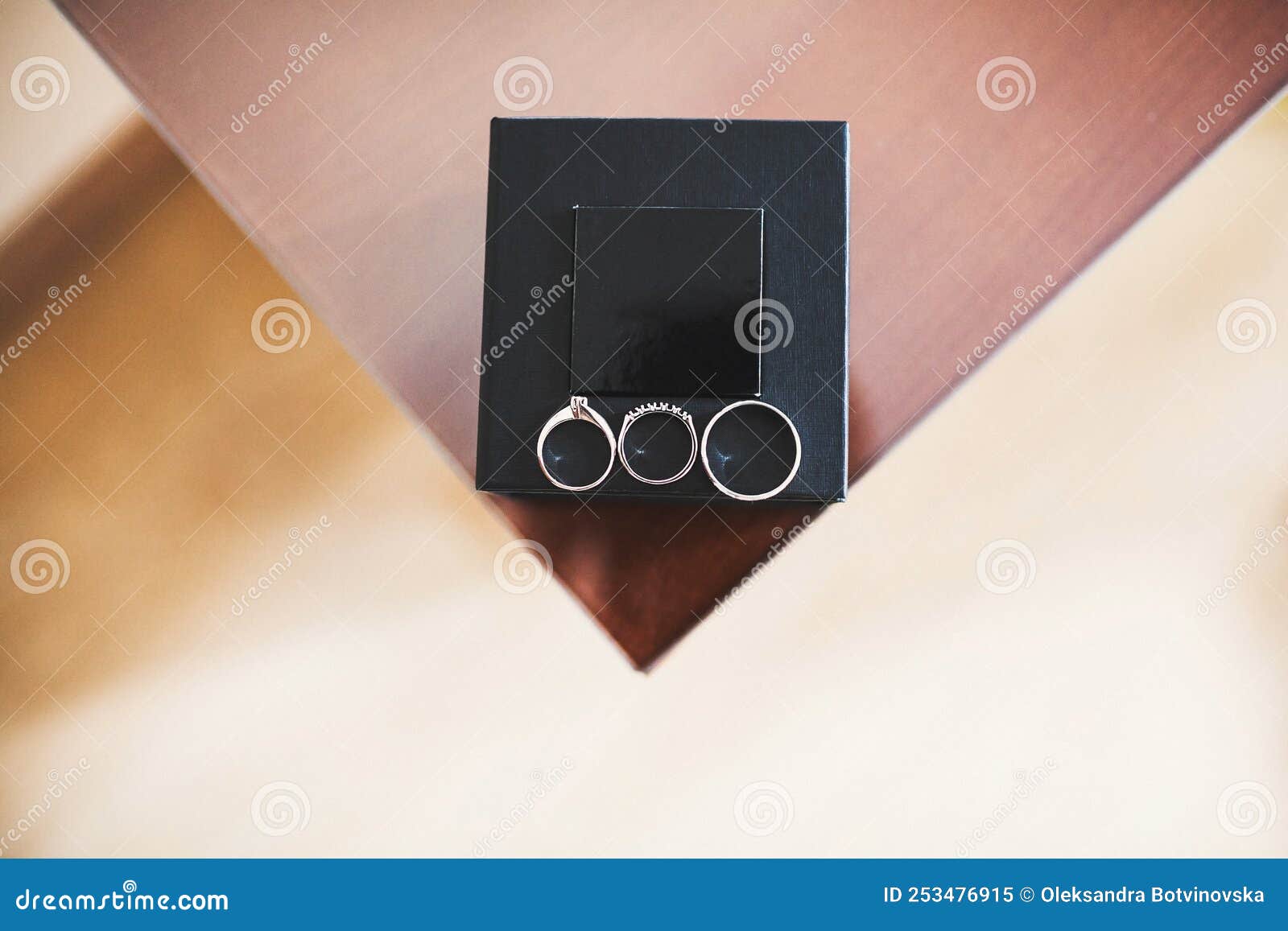 Three Wedding Rings in a Black Box Stock Image - Image of gift, round ...