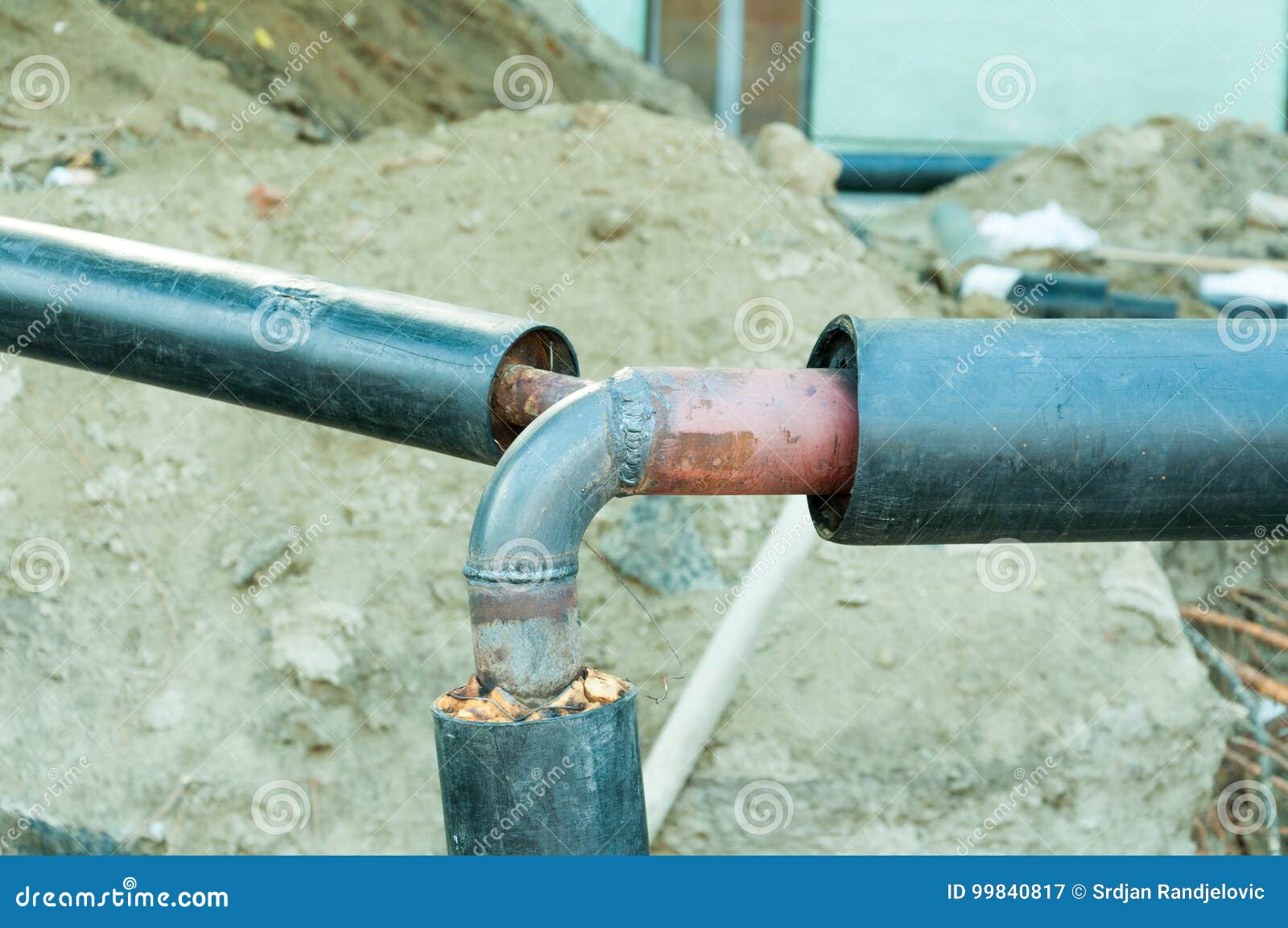 Three Welded Pipes on the One Pipeline System. Stock Image - Image of ...
