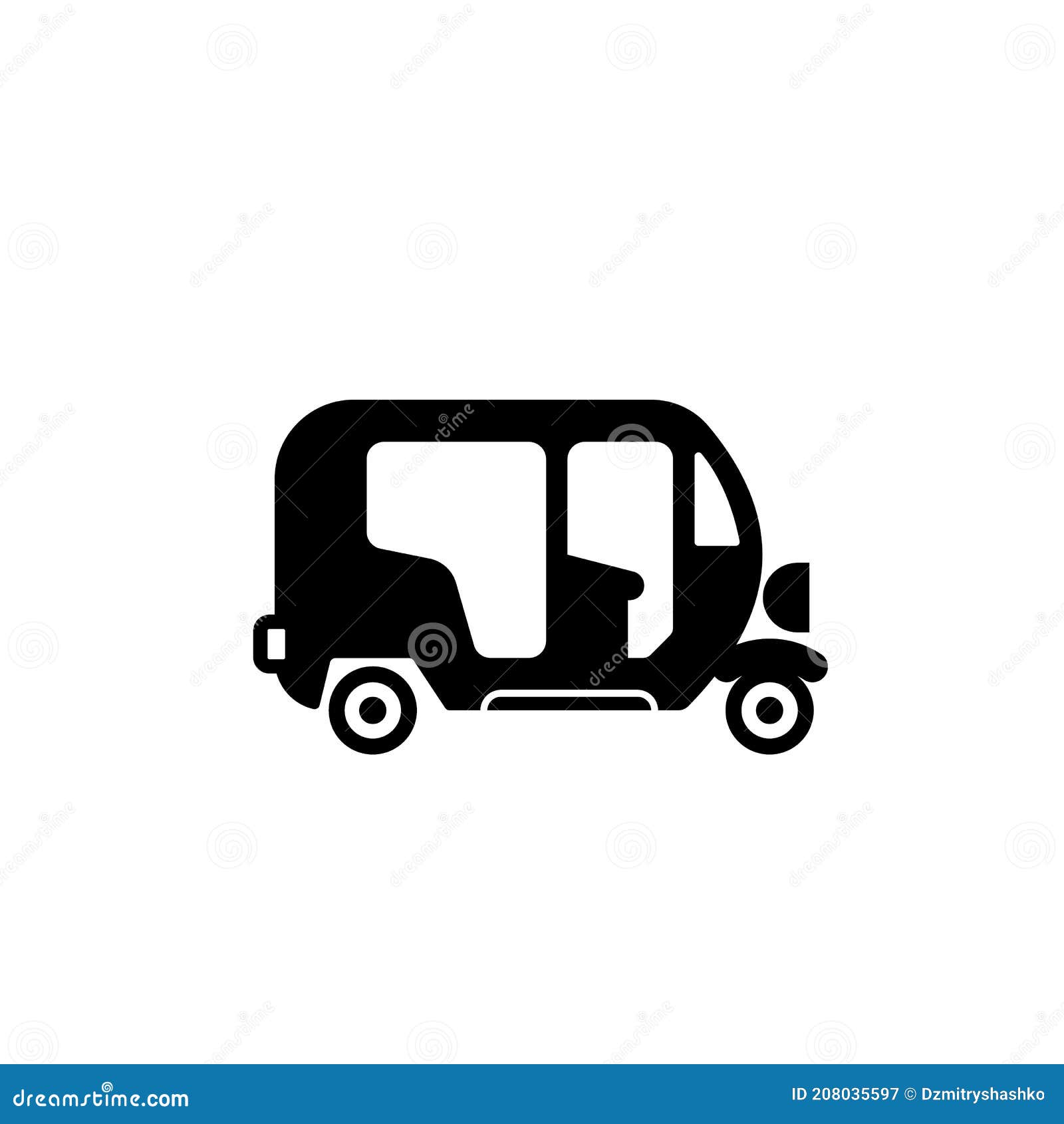 Three Wheeler Auto Silhouette Icon. Clipart Image Stock Vector ...