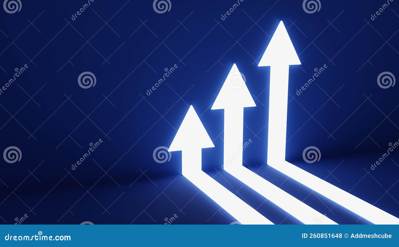 Three White Arrow Going Up, 3d Rendering Stock Illustration ...
