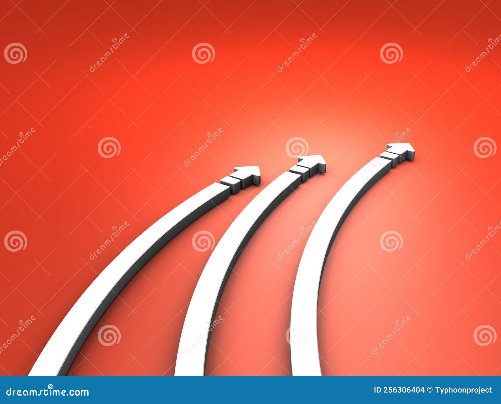 Three White Arrows that Gradually Curve To the Right. Stock ...