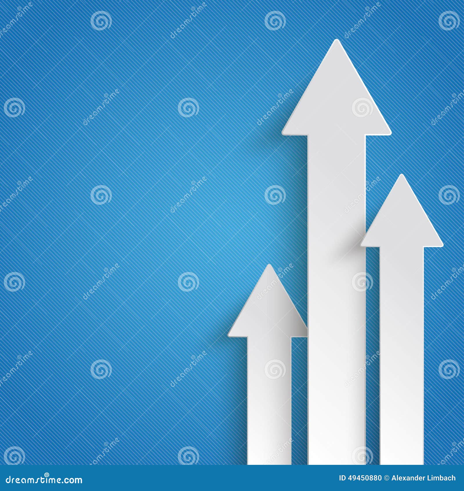 Three White Arrows Growth Blue Background Stock Vector - Illustration ...