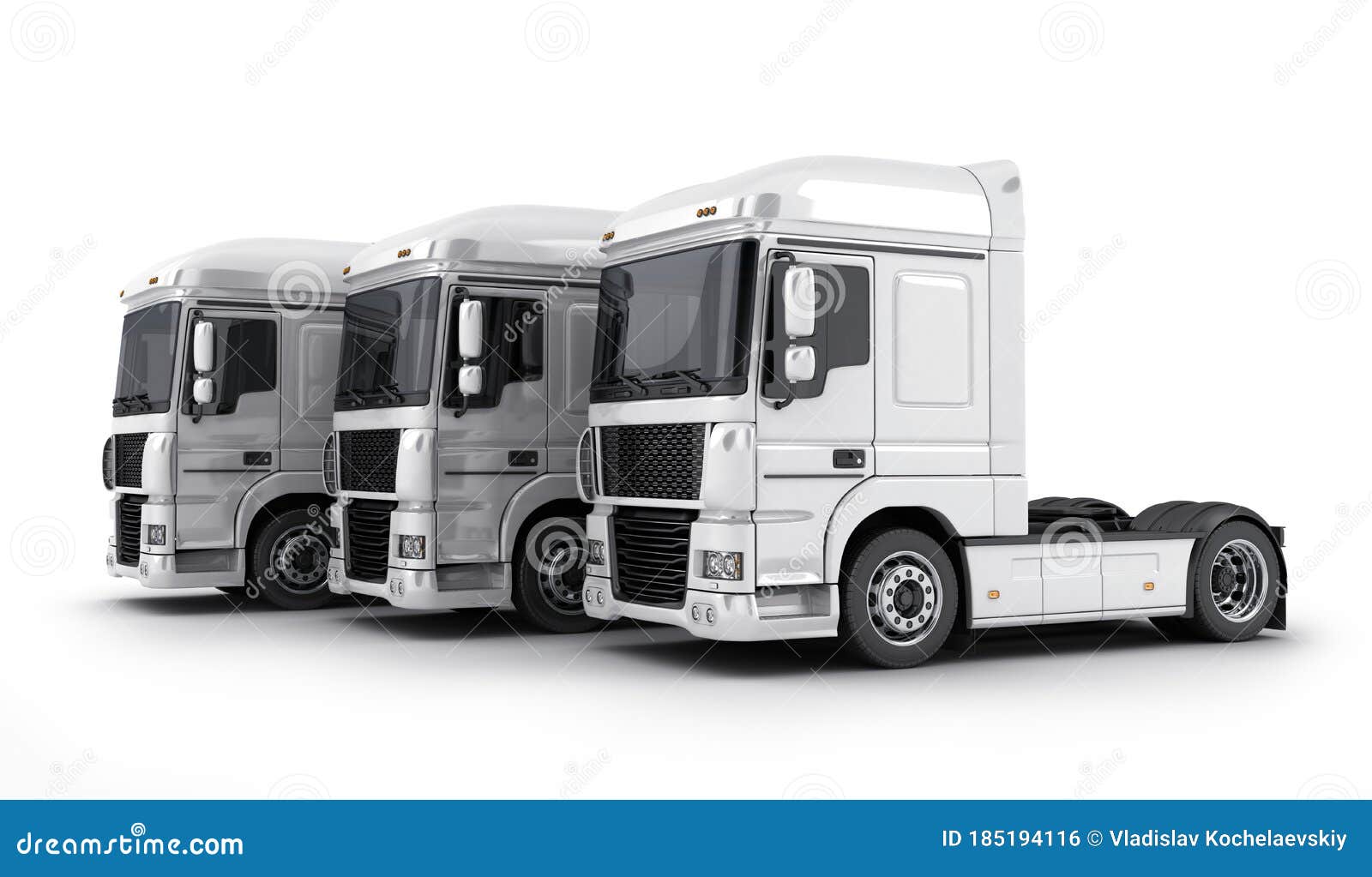 Three White Big Truck on White Background Stock Illustration ...