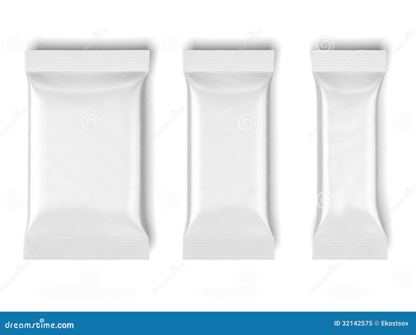 Blank Foil Food Snack Pillow Pouch Realistic Vector Mock-up. Sachet ...