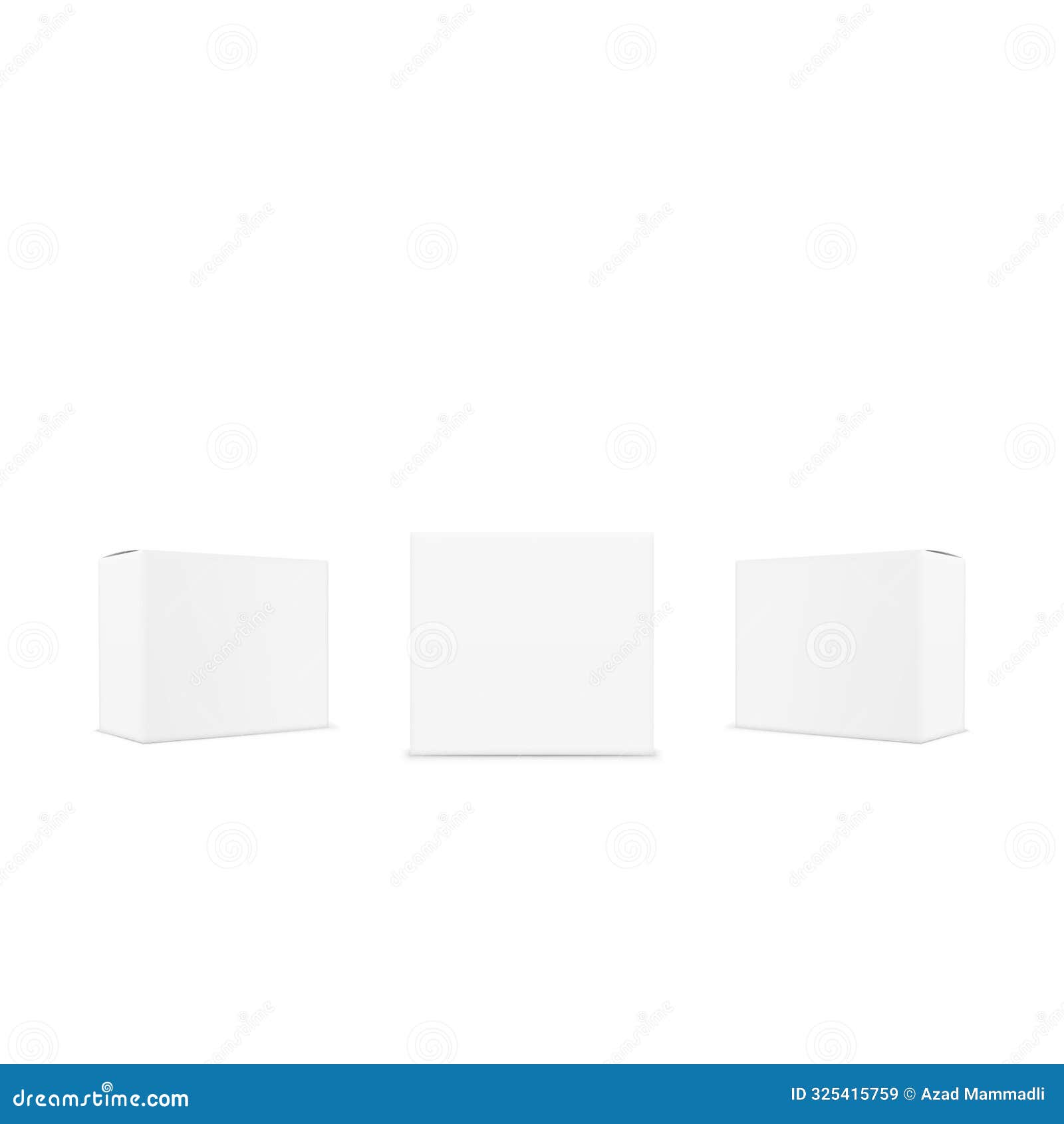 Three White, Blank Rectangular Boxes Standing Upright in a Row. Vector ...