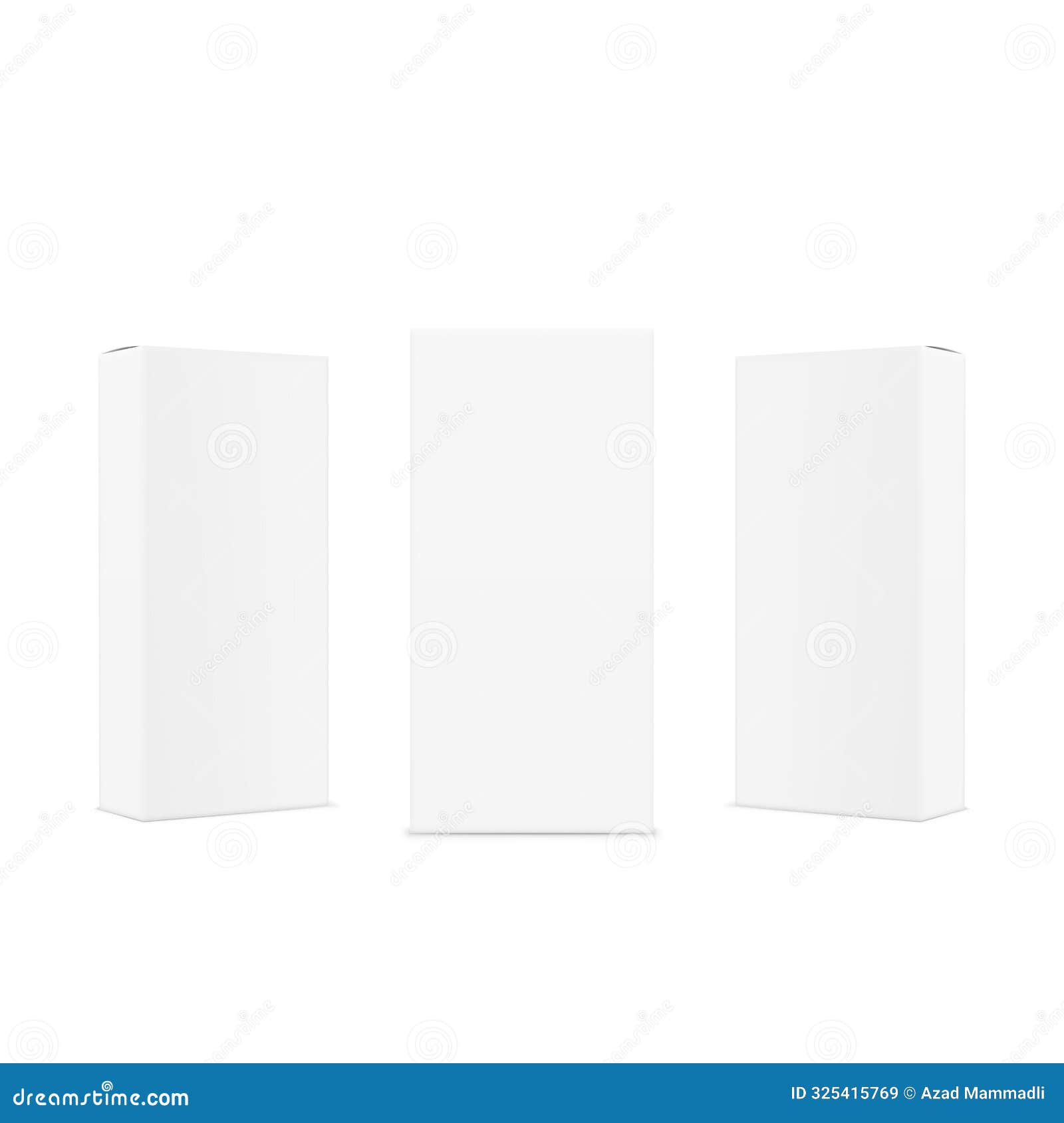 Three White, Blank Rectangular Boxes Standing Upright in a Row. Vector ...