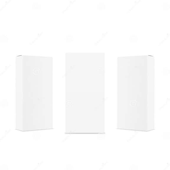 Three White, Blank Rectangular Boxes Standing Upright in a Row. Vector ...