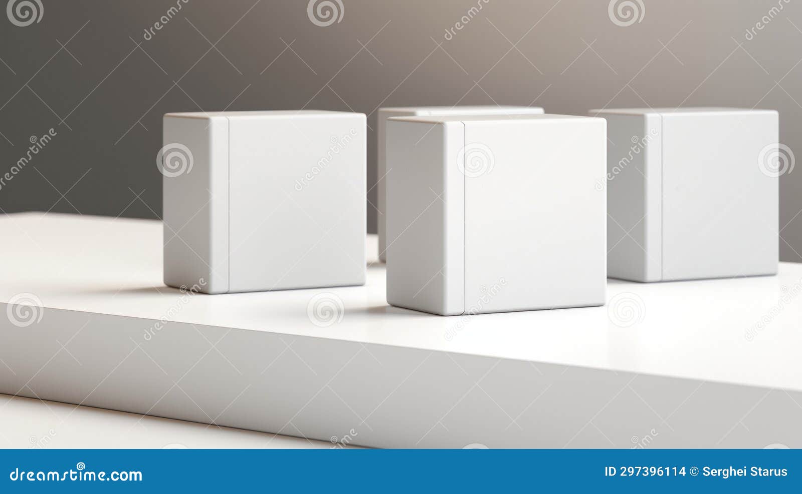 Three White Boxes on a Table with Light, AI Stock Photo - Image of ...