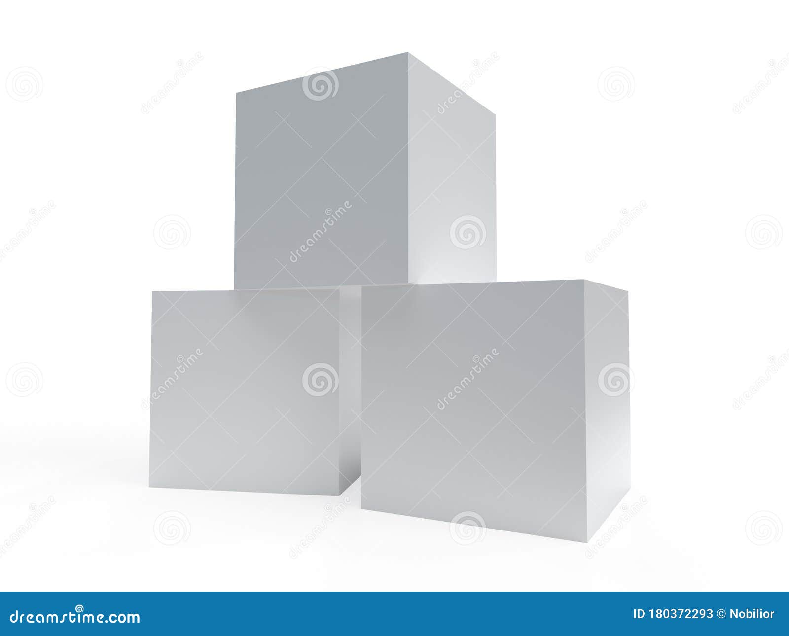 Three White Boxes on White Background. 3D Rendering Stock Illustration ...