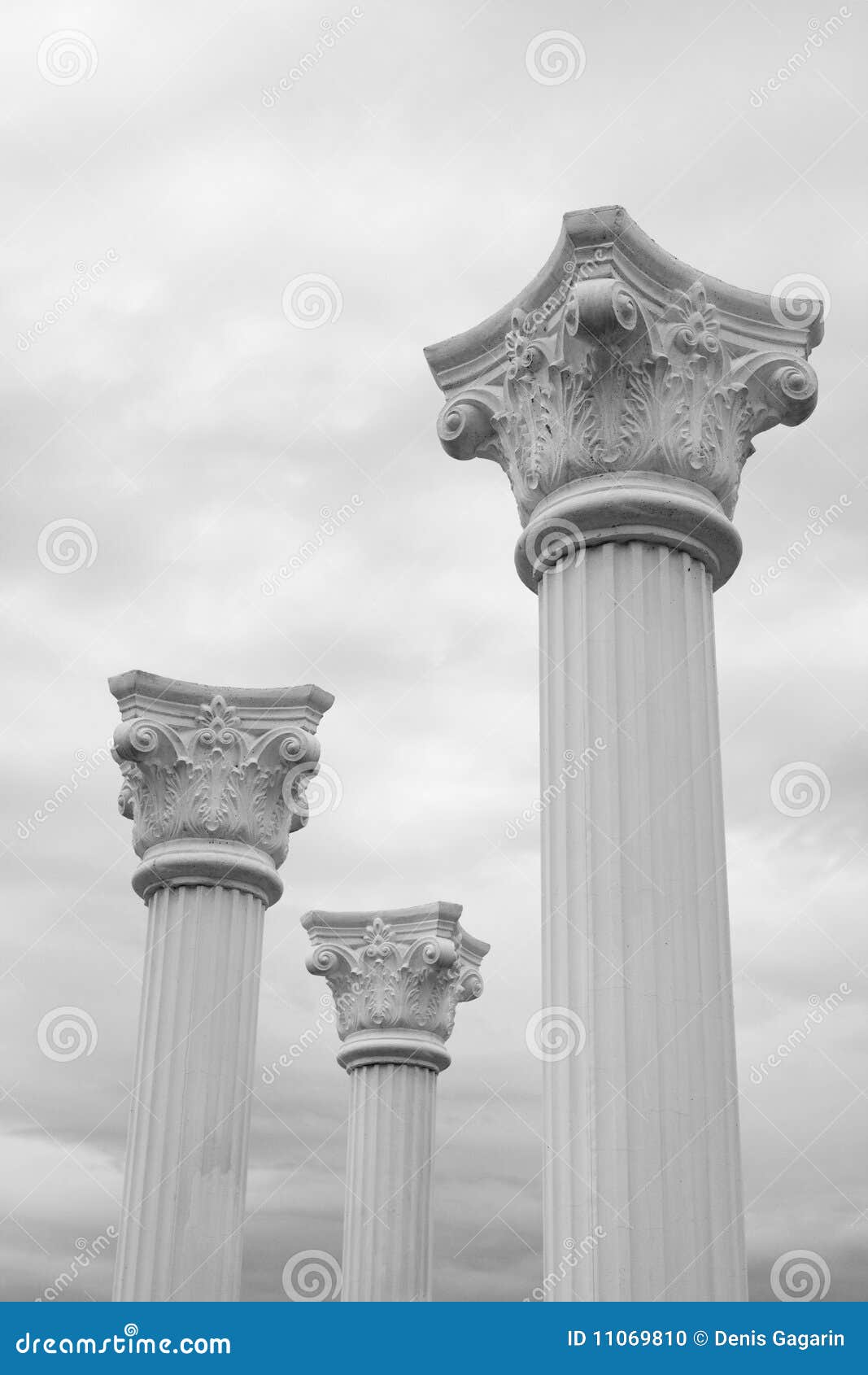 Row Of White Columns, Close-up. Balustrades, Balusters. Building Is ...