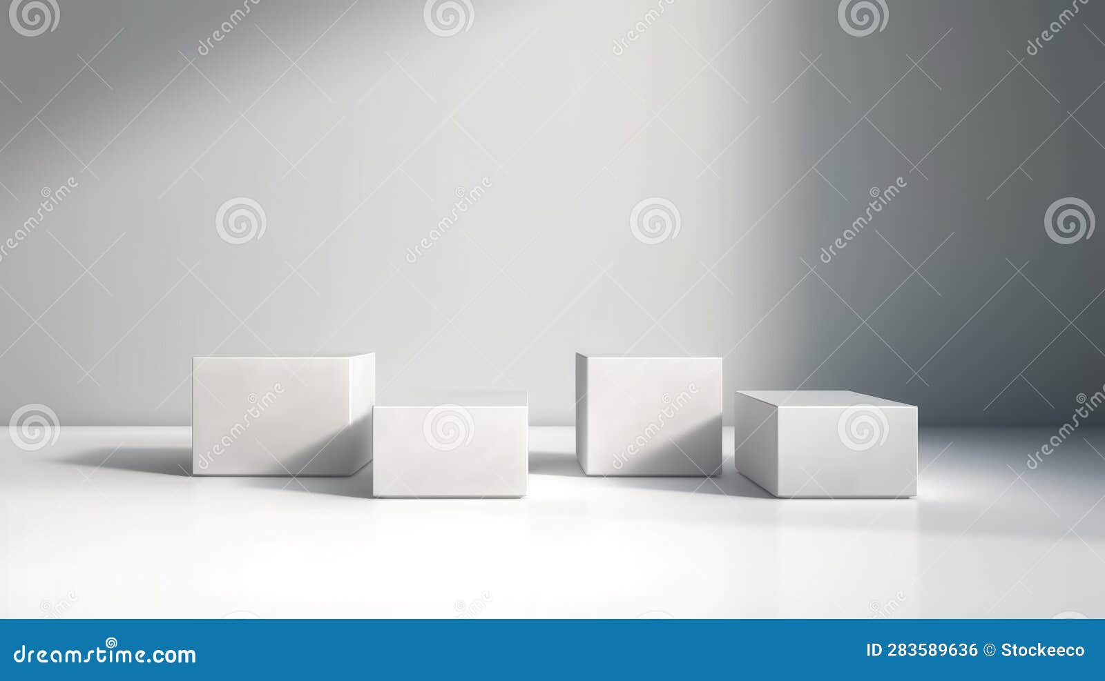 Minimalist Stage Design: Concrete Cubes on White Background Stock ...