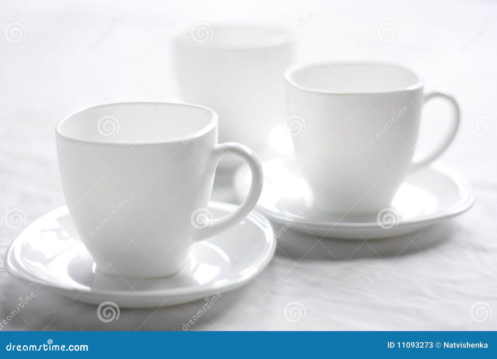 Three white cups. stock image. Image of metal, meal, dinner - 11093273