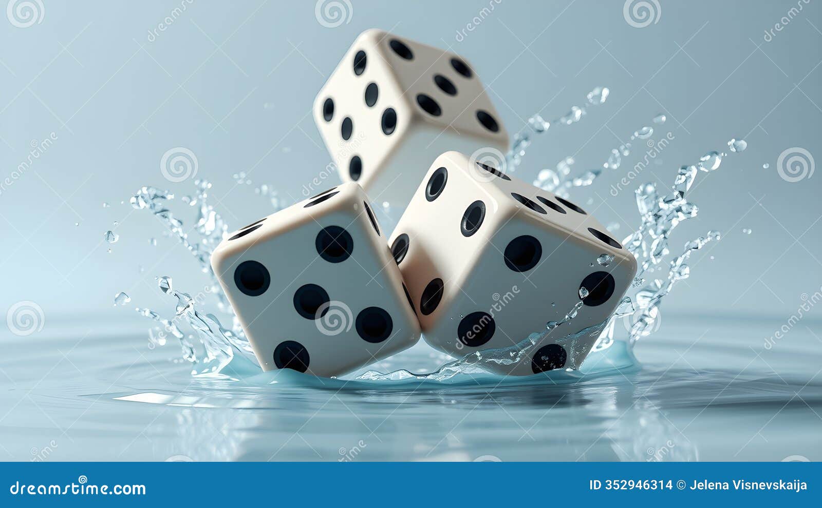 Three White Dice are Floating in a Pool of Water Stock Illustration ...