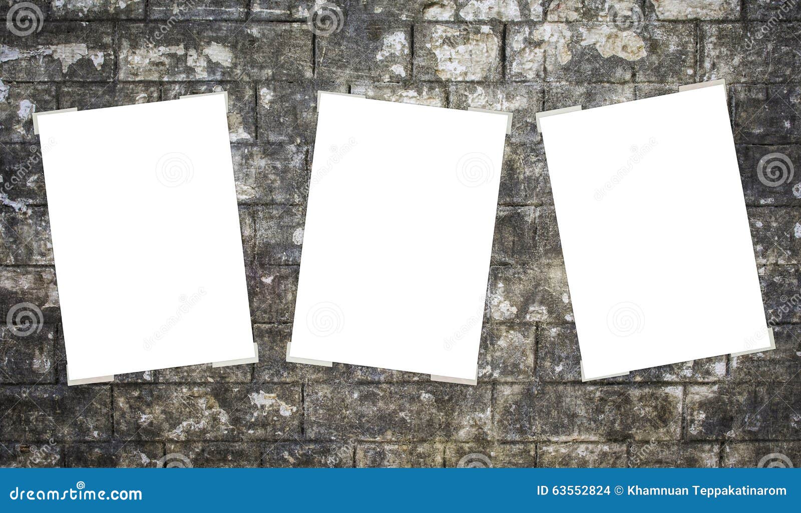 Three white empty placard stock photo. Image of card - 63552824