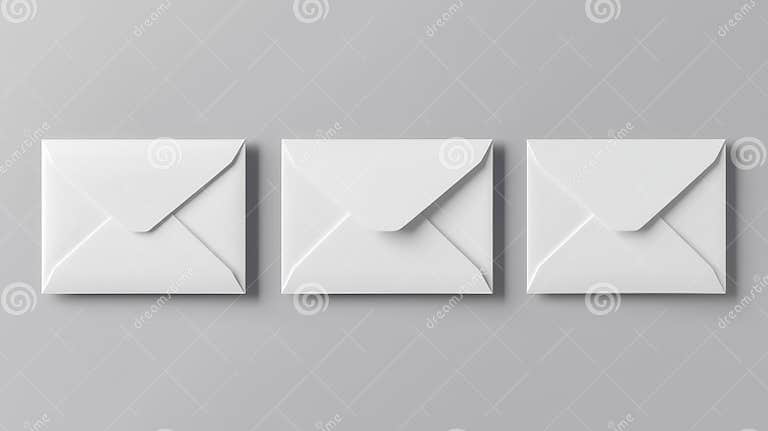 Three White Envelopes Laying Flat on a Grey Background they are All ...