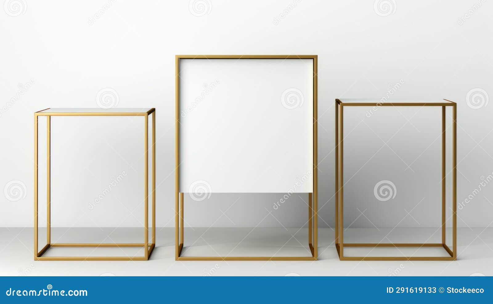 Minimalistic End Table with Golden 3x2 Frame for Canvas Stock Image ...