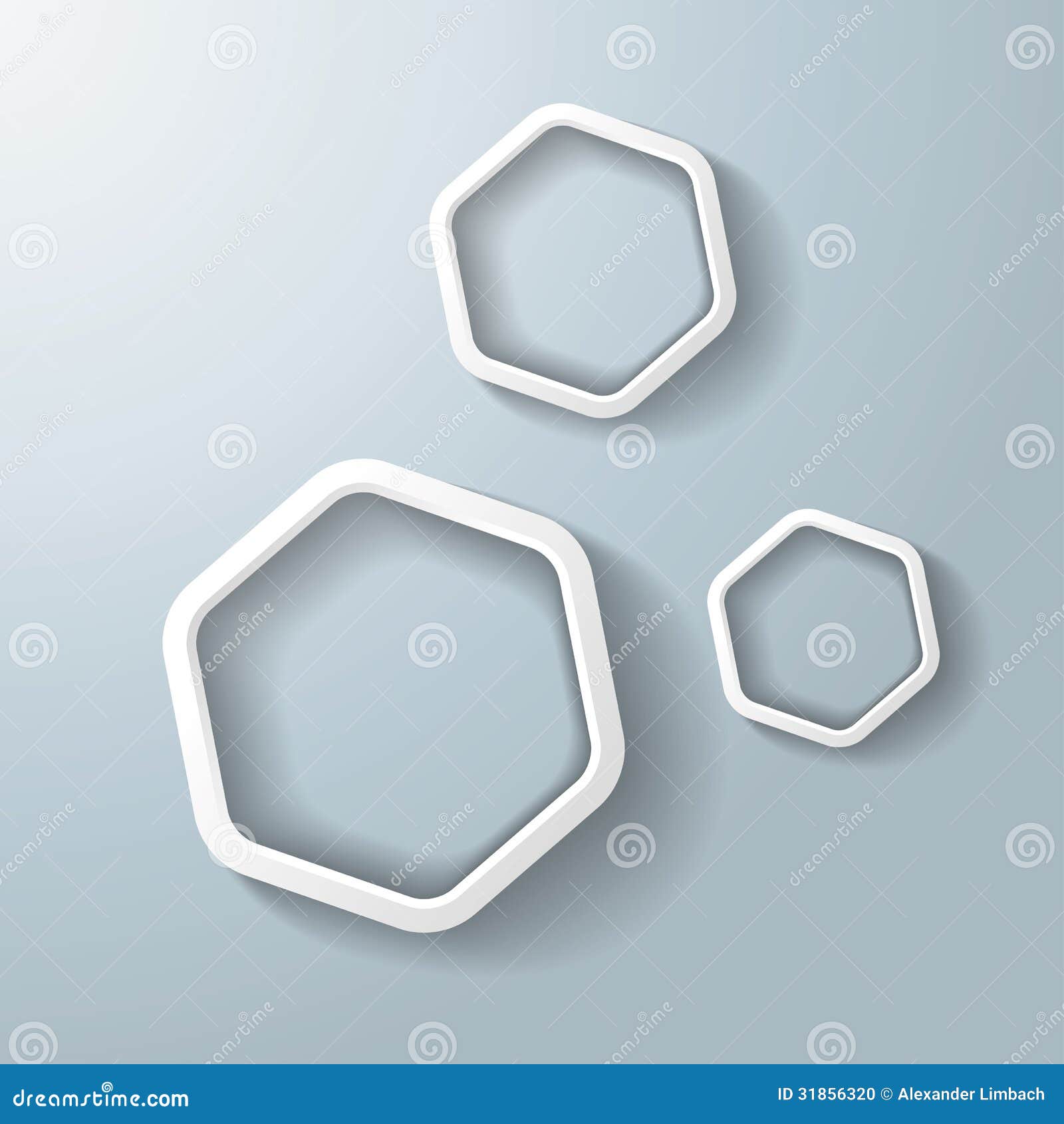 Three White Hexagon Rings stock vector. Illustration of bright - 31856320