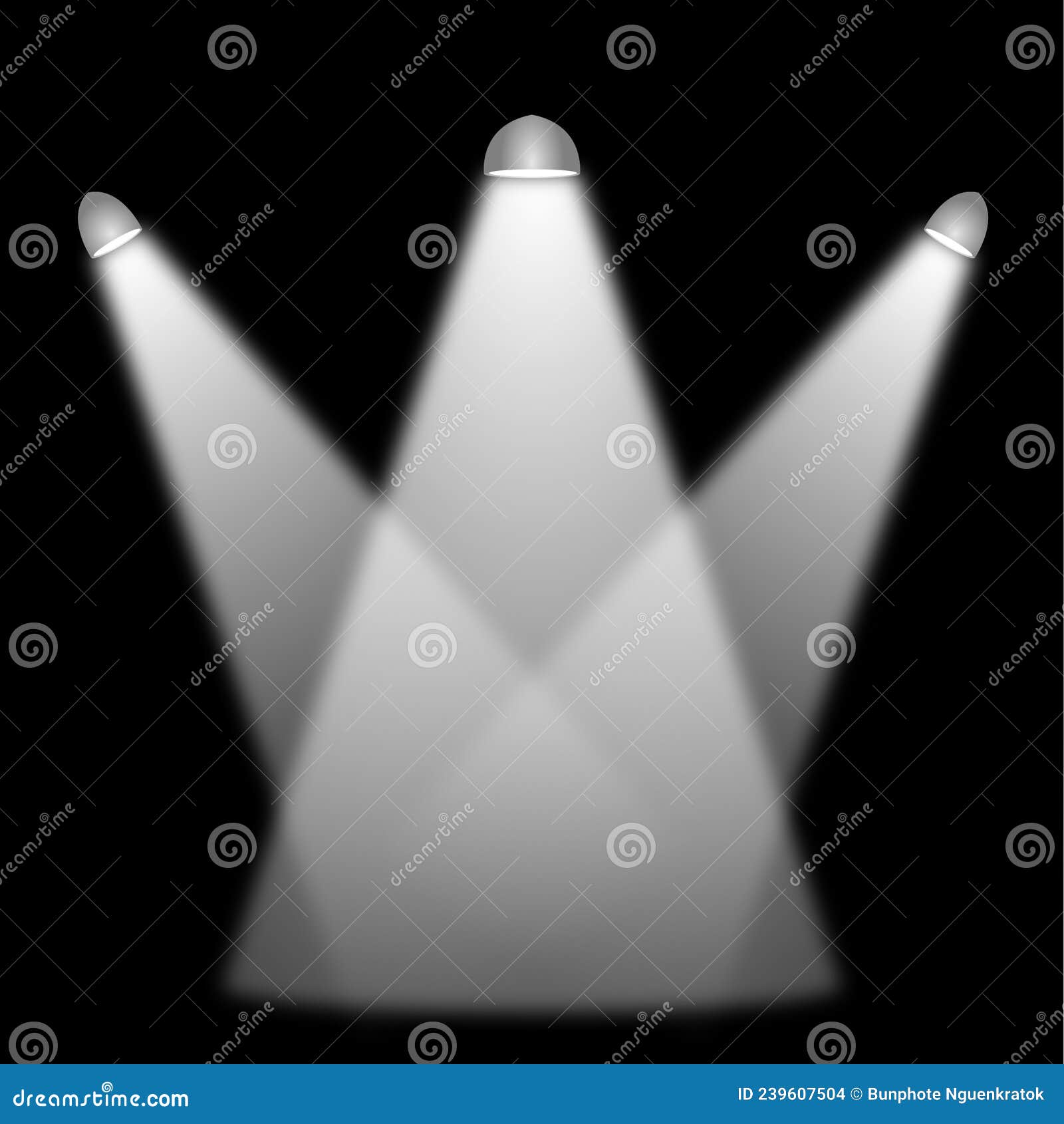 Three White Light Isolated on Black Background.Lamp Top of Light ...