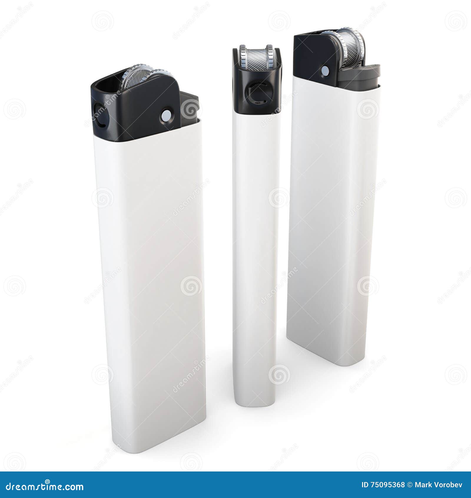 Three White Lighters Isolated On White Background. 3d Rendering Stock ...