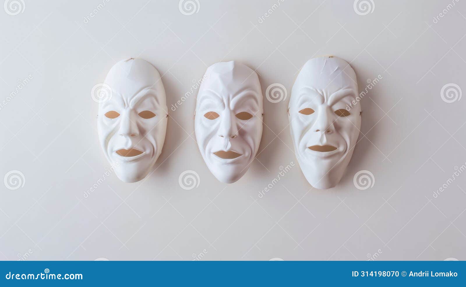 Three White Masks Hanging on a Wall Stock Photo - Image of collection ...