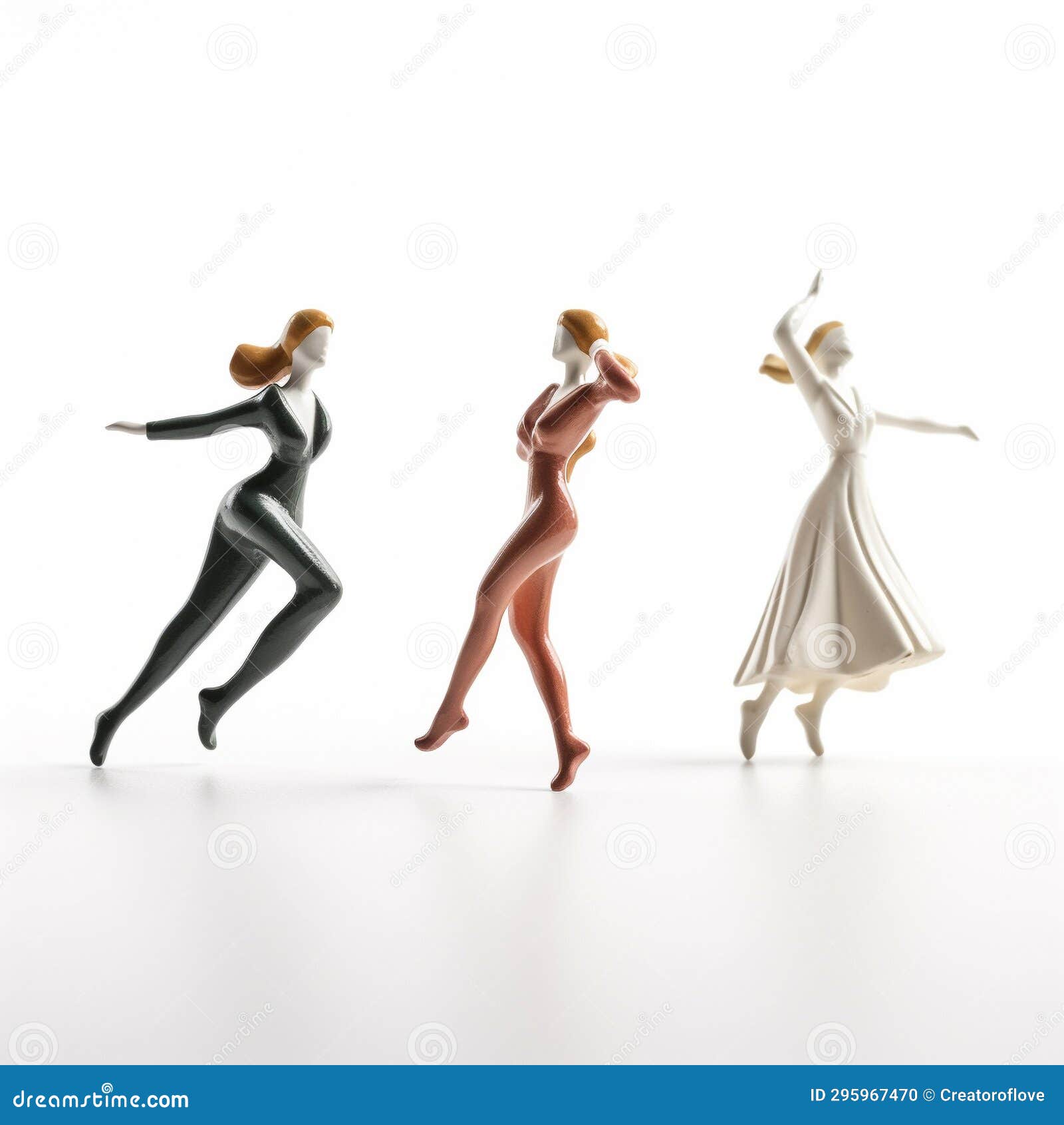 Three White Miniature People Dancing on White Background Stock ...