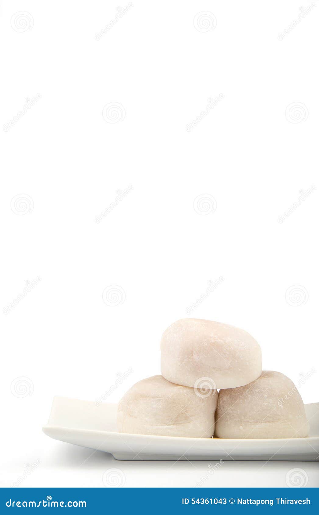 Three White Mochi on White Background in Vertical Stock Image - Image ...