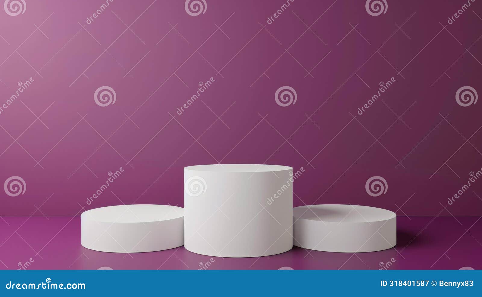 Three White Objects on Purple Floor Stock Illustration - Illustration ...