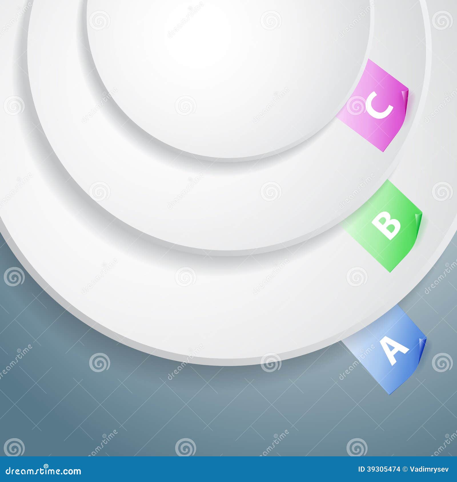 Three White Paper Round Notes. Stock Vector - Illustration of banner ...