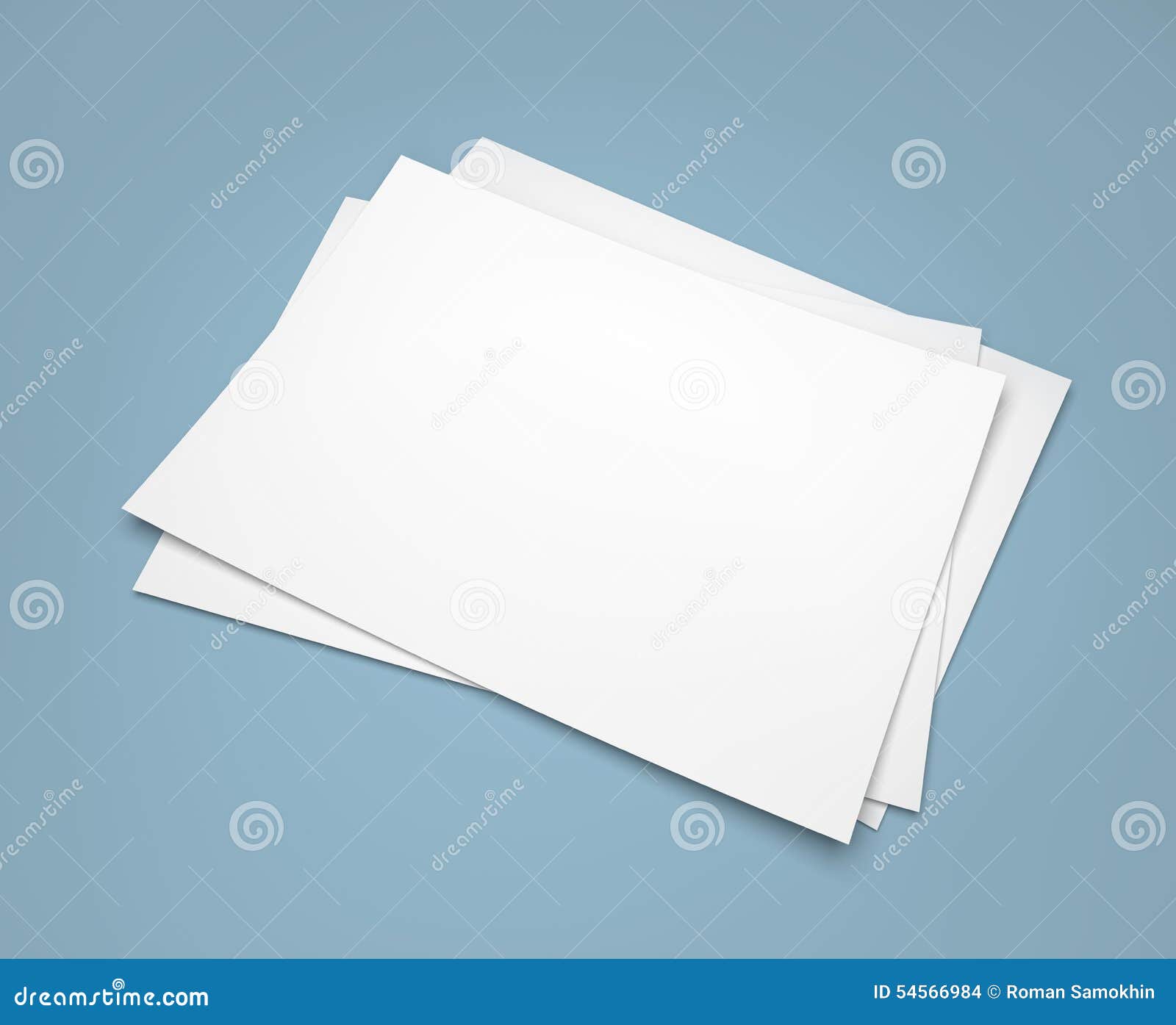 Three White Paper Sheets on Blue Stock Photo - Image of identity ...