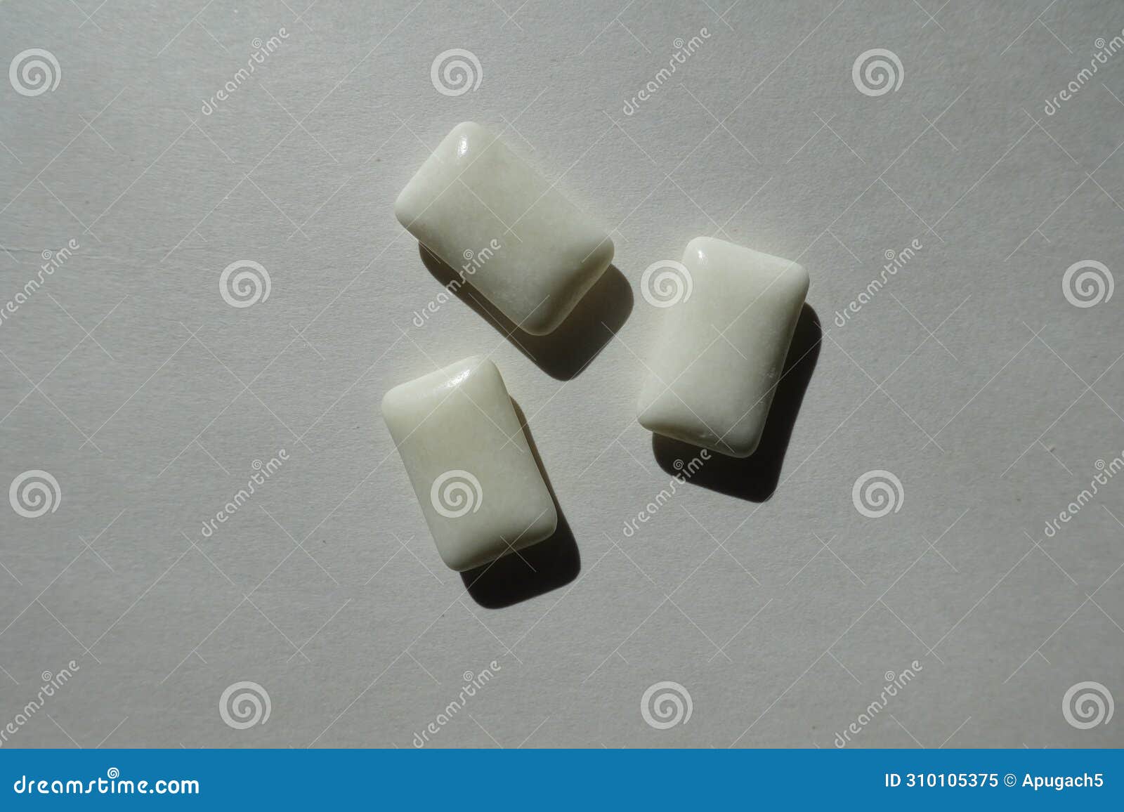 Three White Pieces of Chewing Gum from Above Stock Image - Image of ...