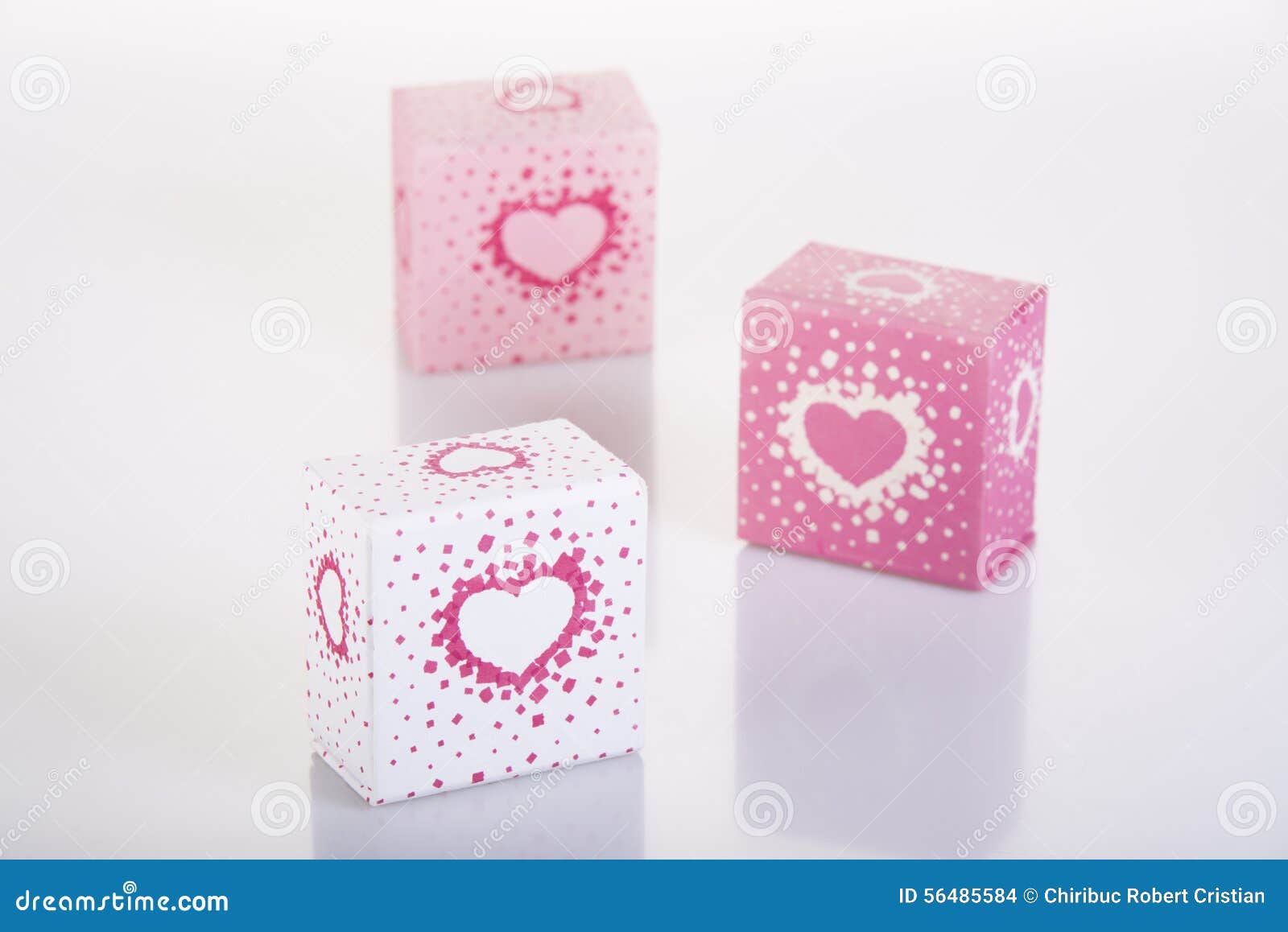 Three White Pink Boxes Harts Stock Photos - Free & Royalty-Free Stock ...