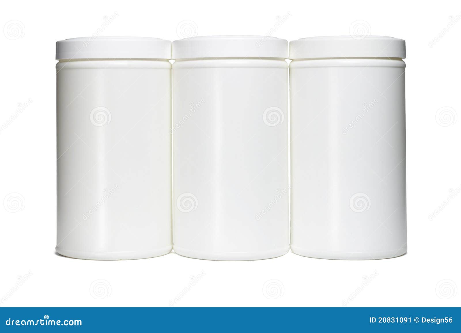 Three White Plastic Containers Stock Image - Image of close, plain ...