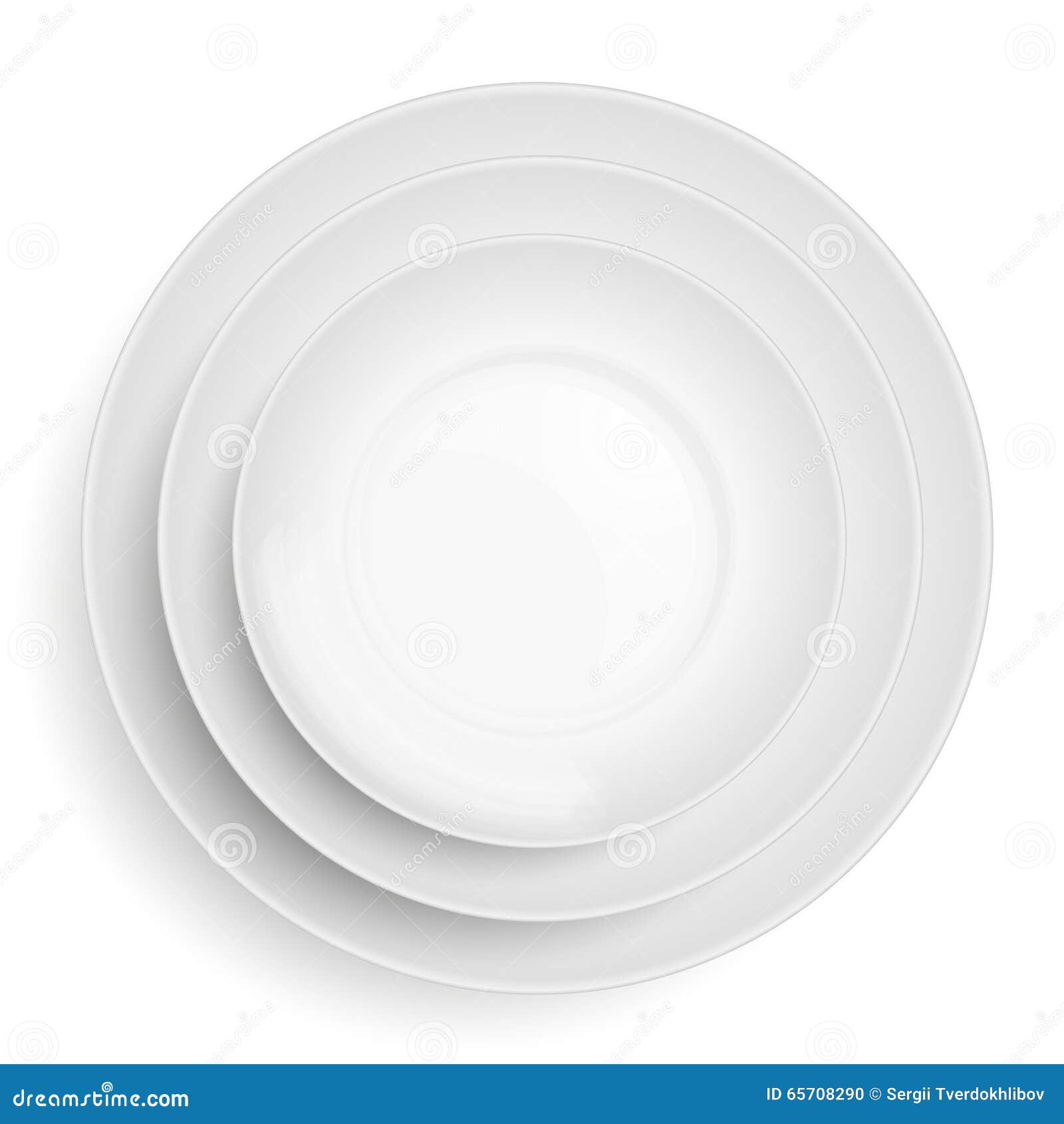 Three White Plates Stacked on Top of Each Other Stock Vector ...