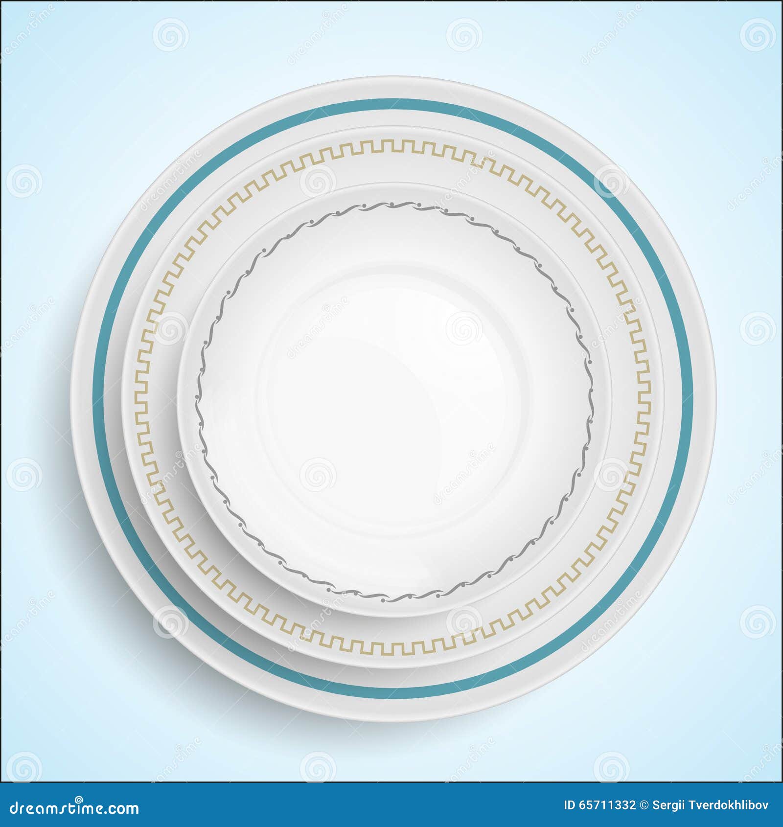 Set Of Plates Stacked And One In Form Of Frame. Vector Illustration ...