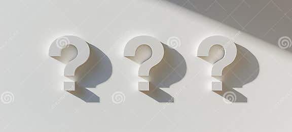Three White Question Marks Casting Shadows on a Minimalistic Wall Background Stock Illustration ...