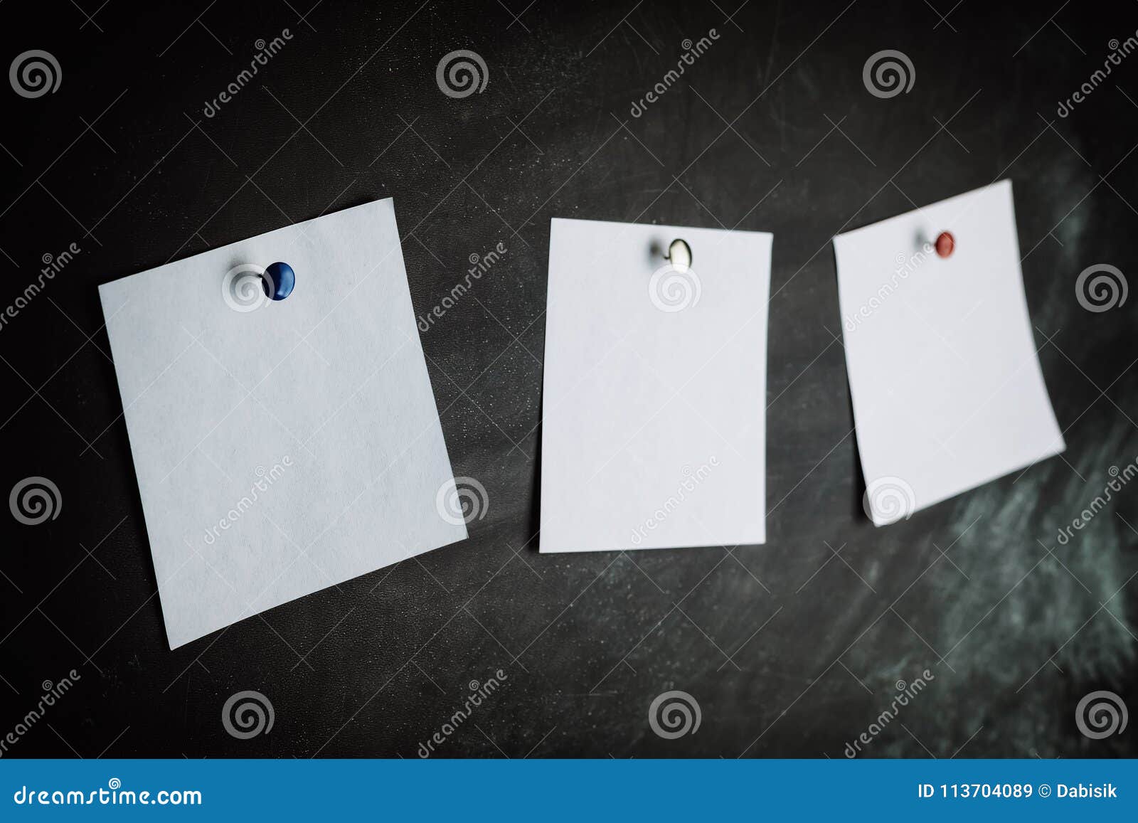 Three Stickers on Black Board Stock Image - Image of memo, list: 113704089