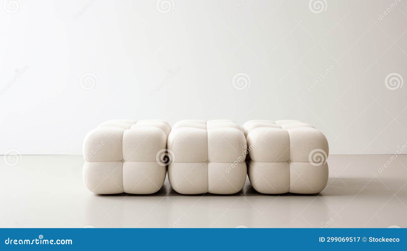 Subtle Tonal Variations: a White Stool with Stuffed Cubes in Soft and ...