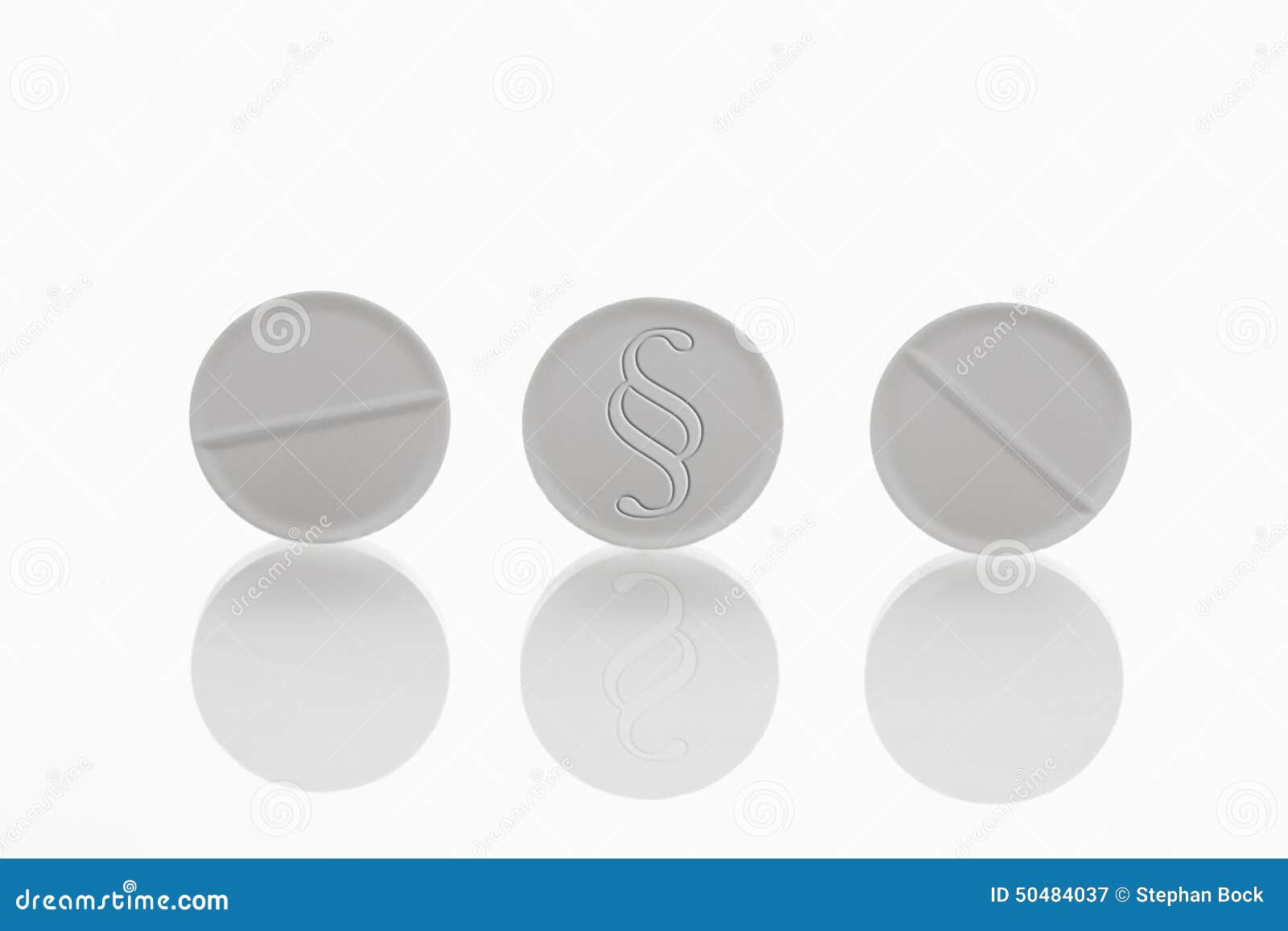 Three White Tablets with Paragraph Sign Stock Image - Image of pill ...