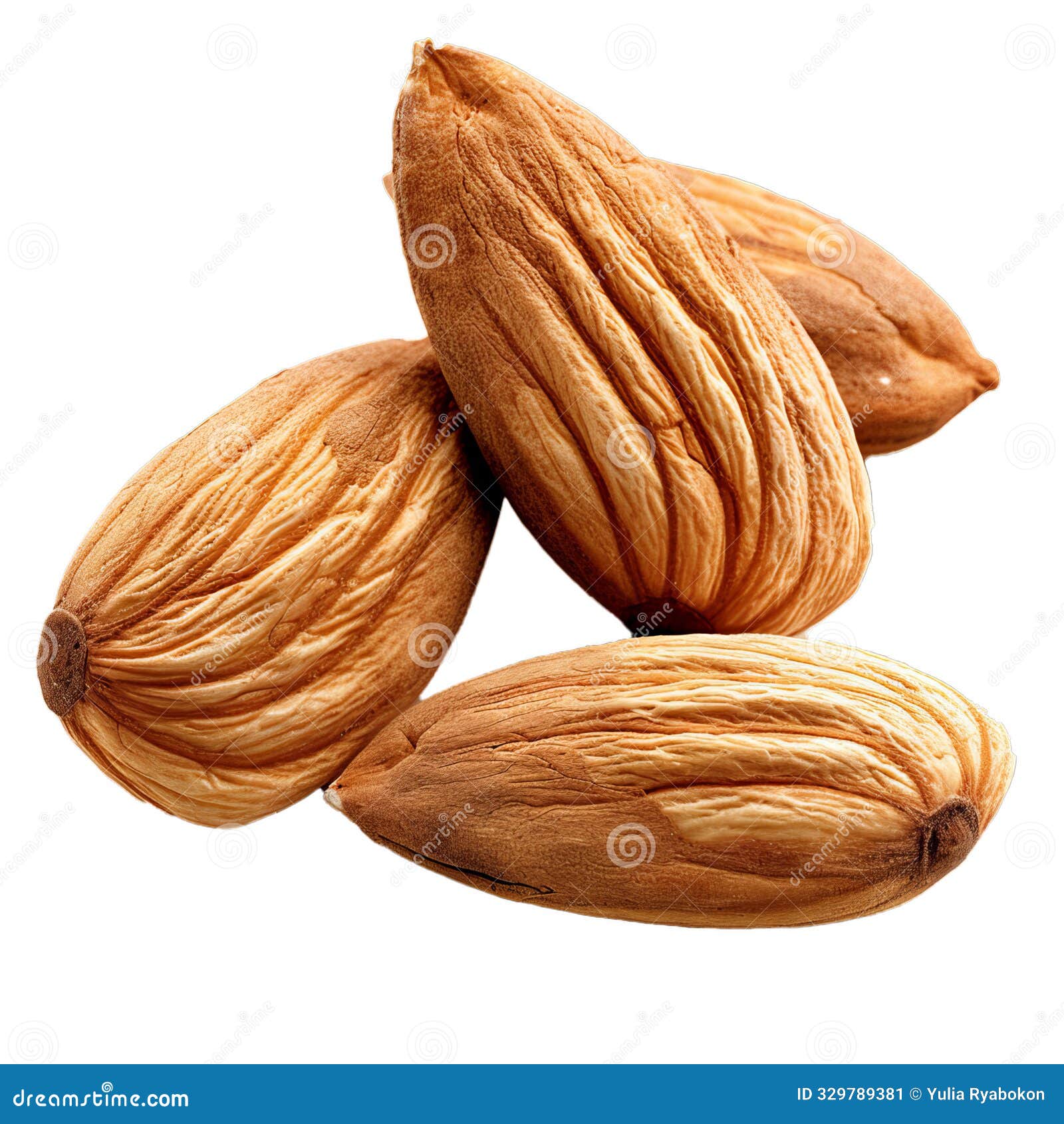 Three Whole Almonds Forming a Triangle on White Background Stock Image ...