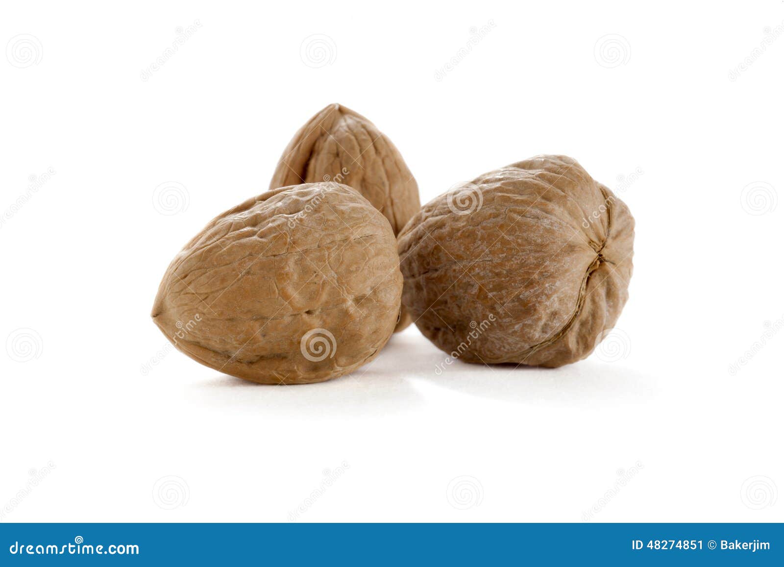 Three whole walnuts stock image. Image of nutshell, natural - 48274851