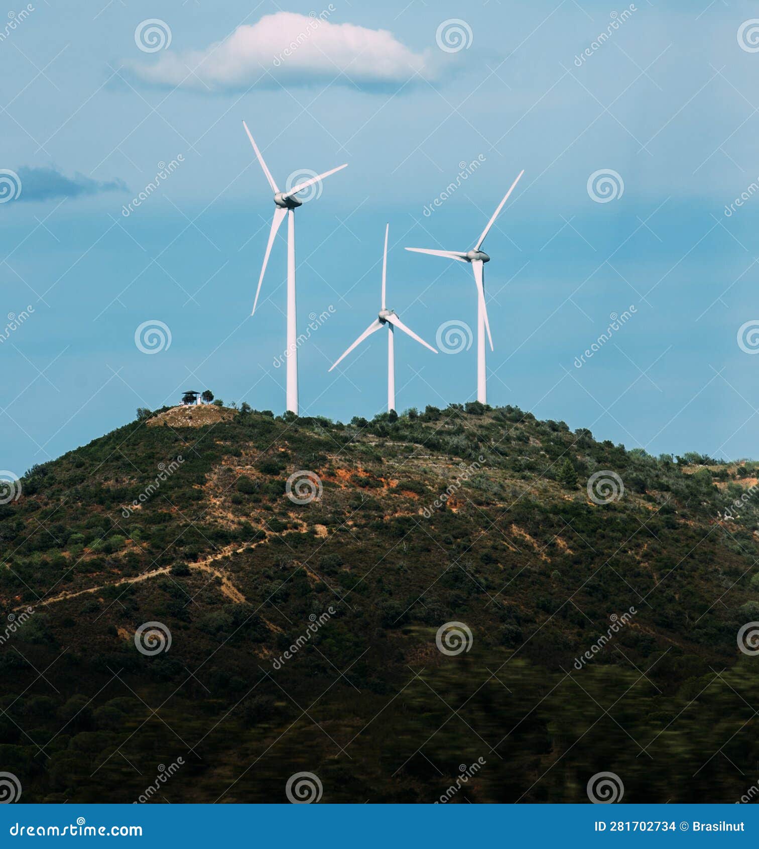 Three Wind Turbines in Algarve, Portugal Stock Photo - Image of ...