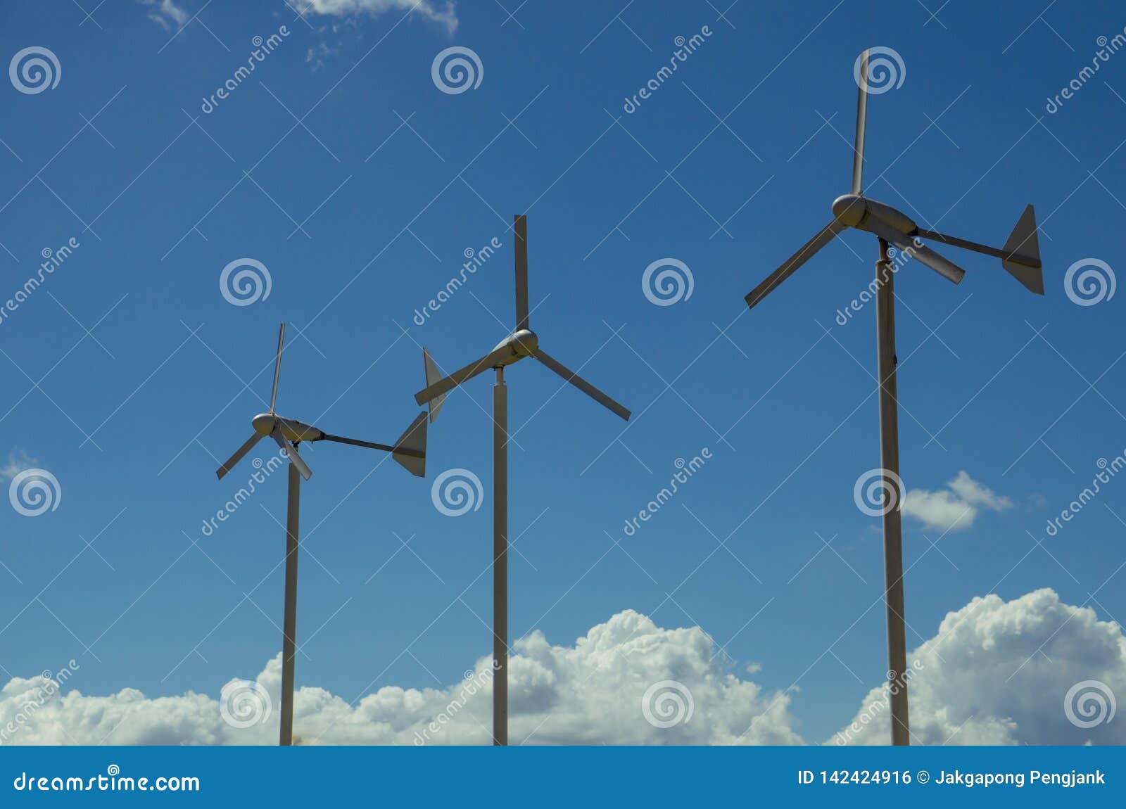 Three wind turbines stock photo. Image of electric, environment - 142424916