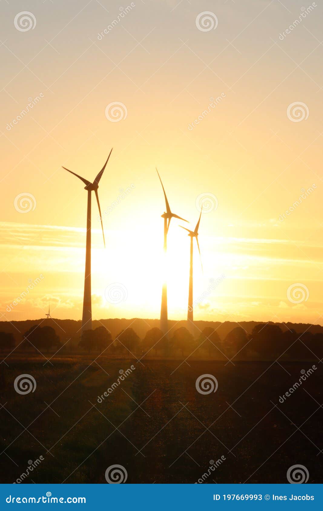 Wind turbine stock image. Image of sunset, three, electricity - 197669993