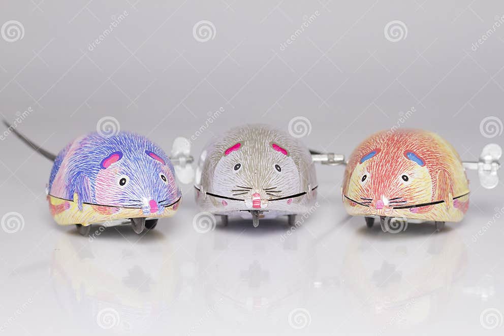 Three wind-up toy mice stock image. Image of drive, wind - 84506157